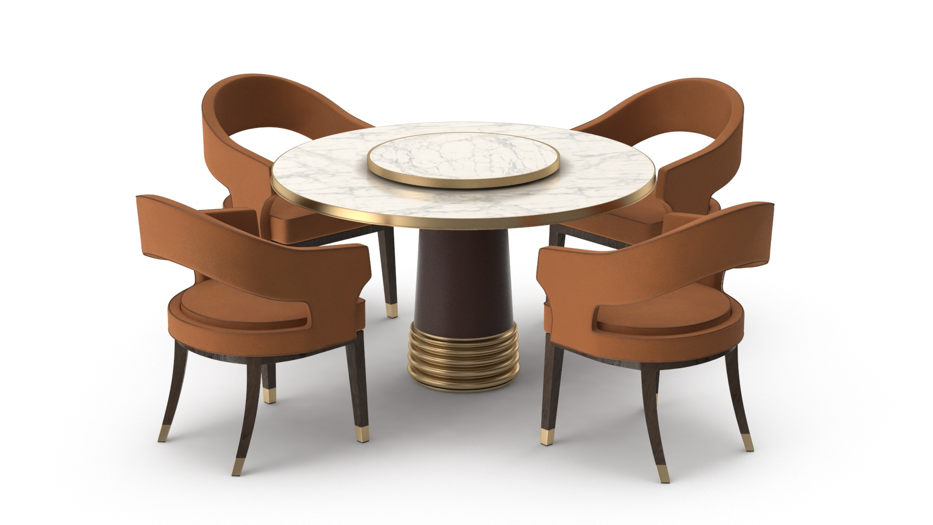 Dining Table Set With Velvet Fabric Chairs 3D Model - TurboSquid 1816972