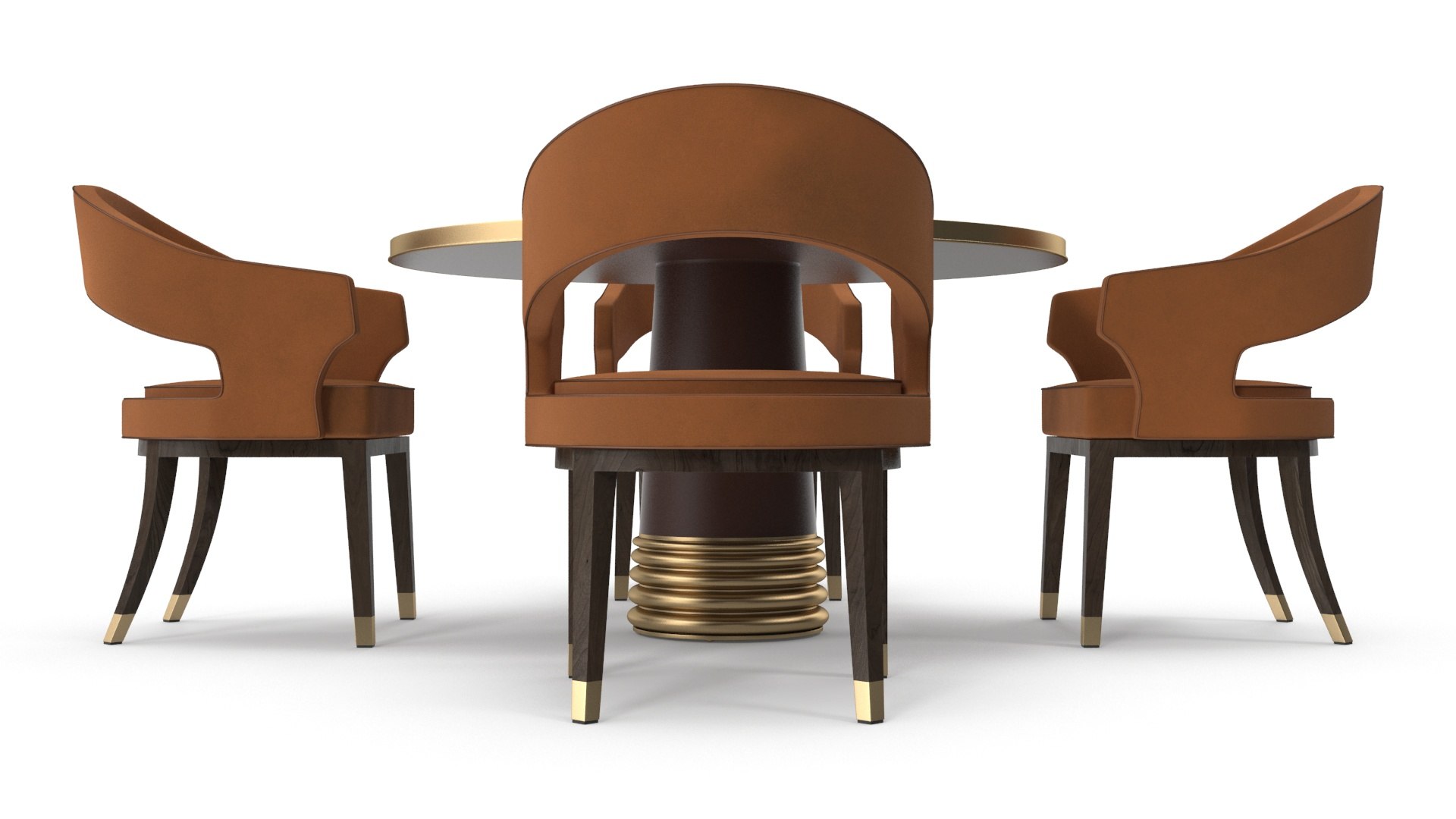 Dining Table Set With Velvet Fabric Chairs 3D Model - TurboSquid 1816972