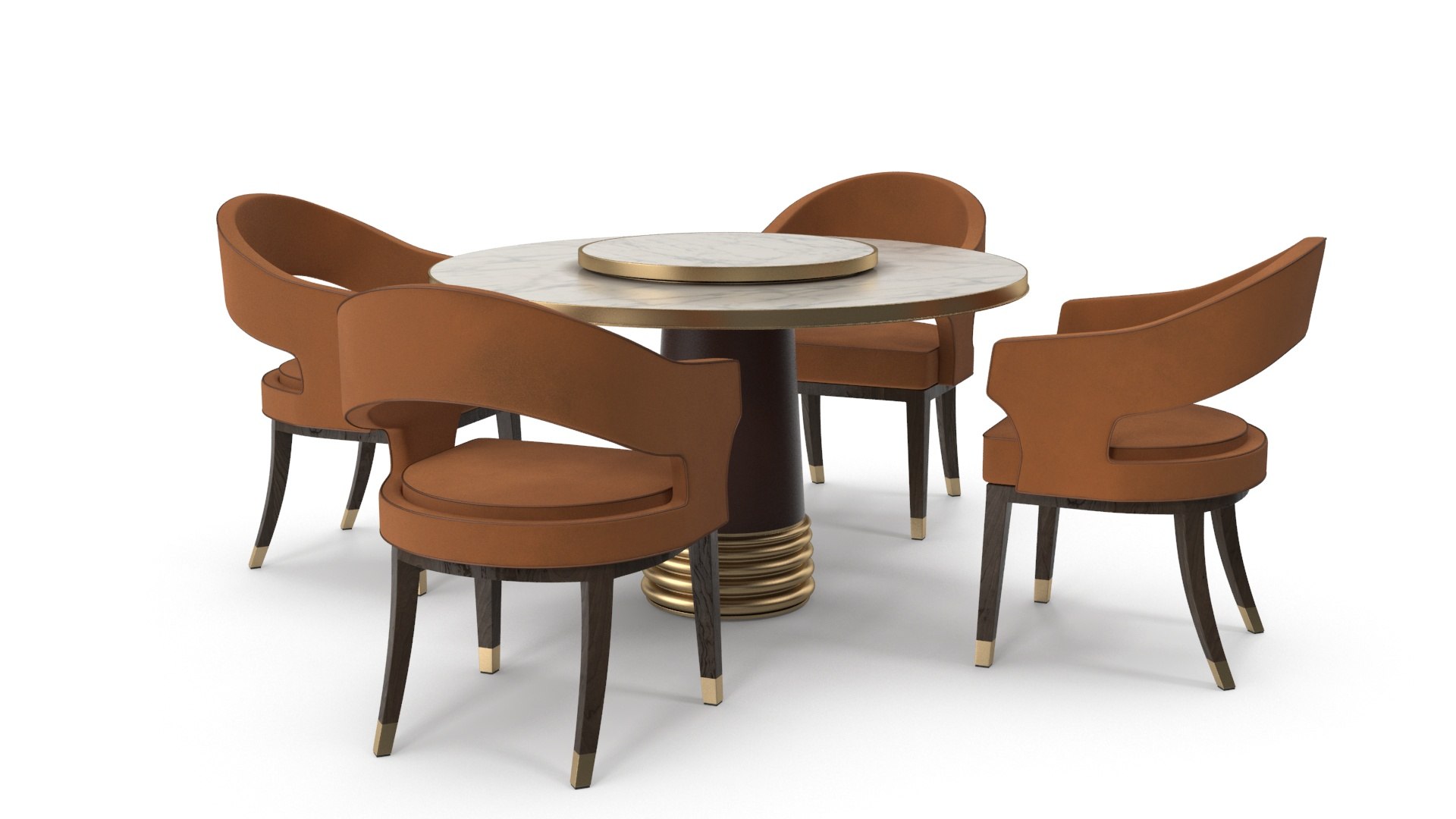 Dining Table Set With Velvet Fabric Chairs 3D Model - TurboSquid 1816972