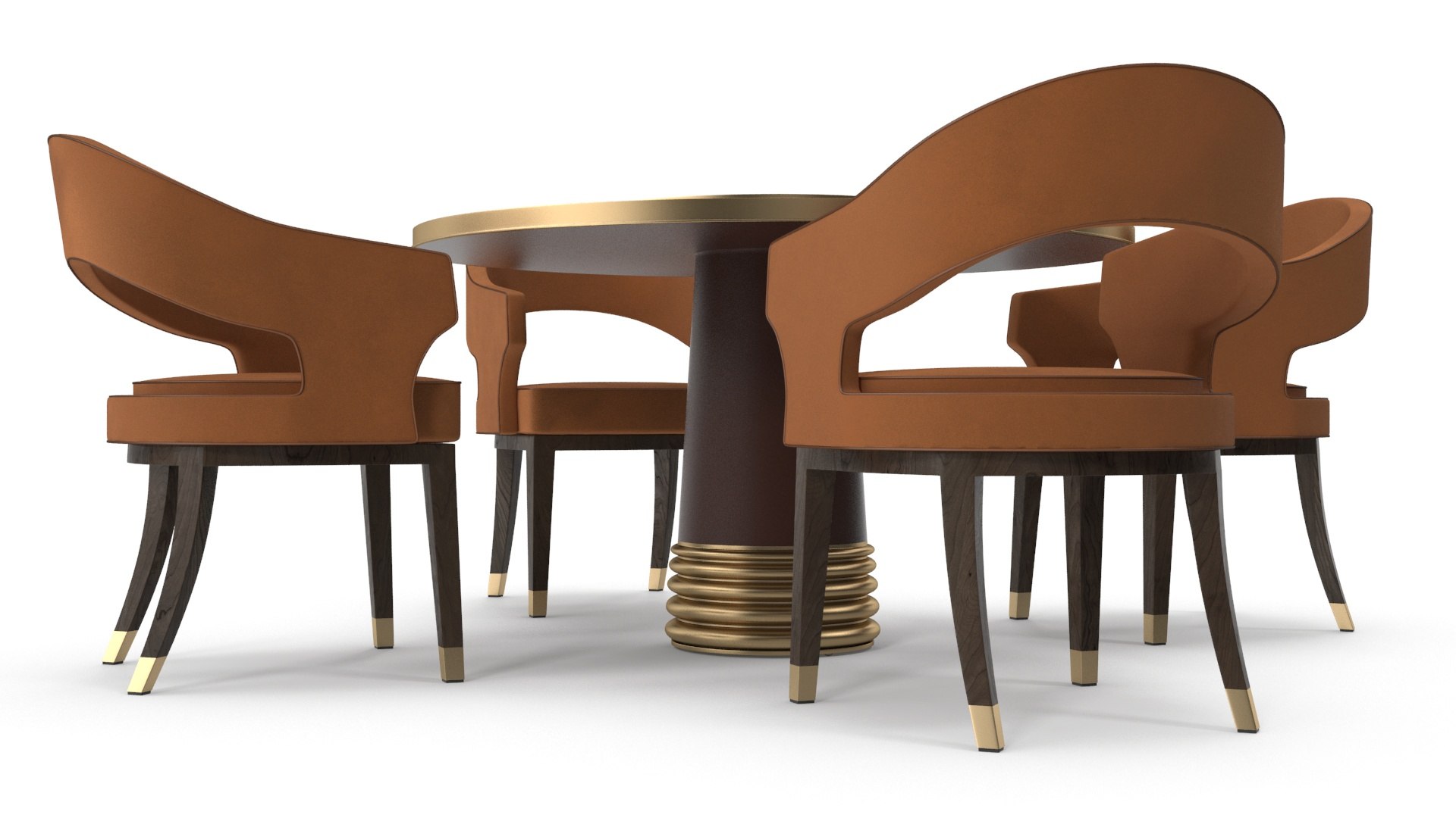 Dining Table Set With Velvet Fabric Chairs 3D Model - TurboSquid 1816972