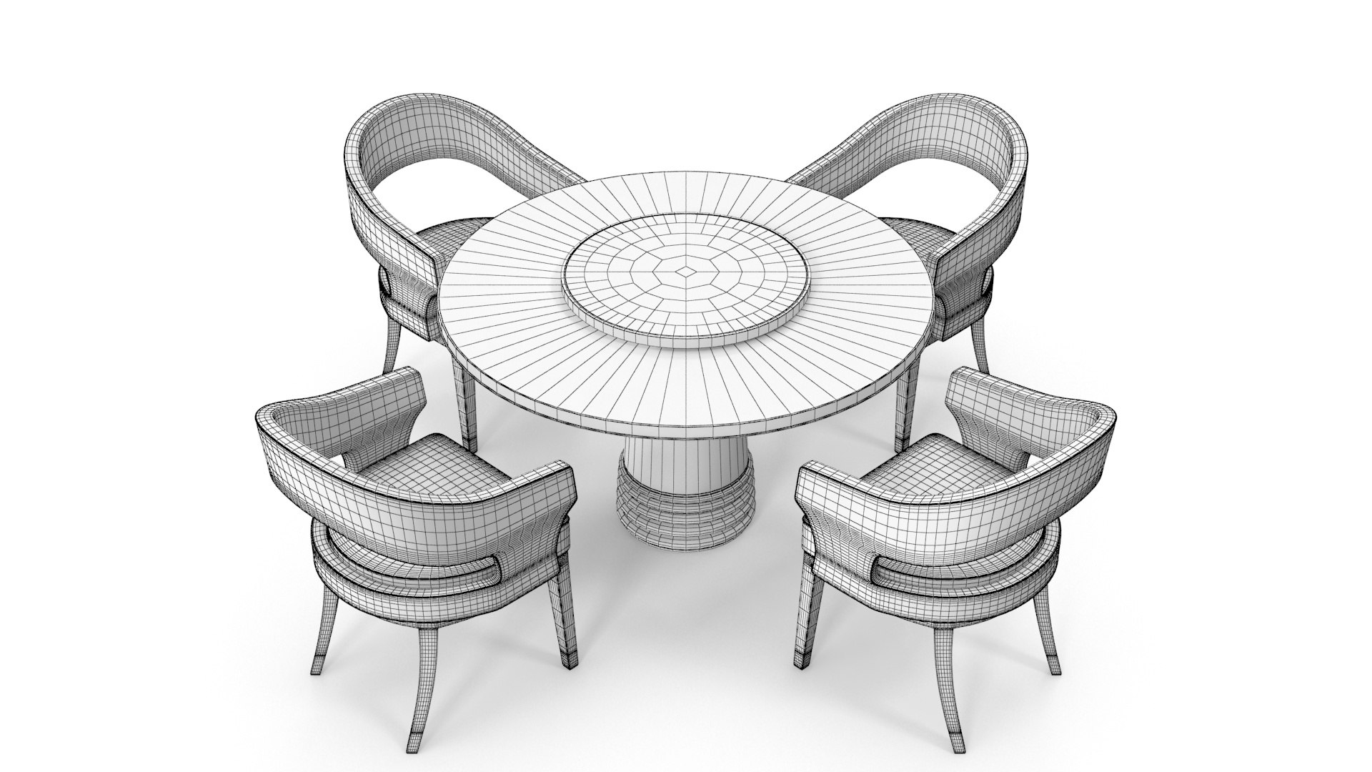 Dining Table Set With Velvet Fabric Chairs 3D Model - TurboSquid 1816972