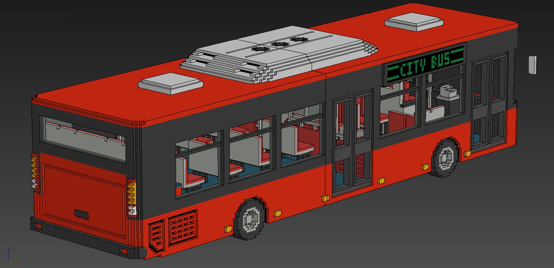 3D Voxel City Bus - TurboSquid 1401705