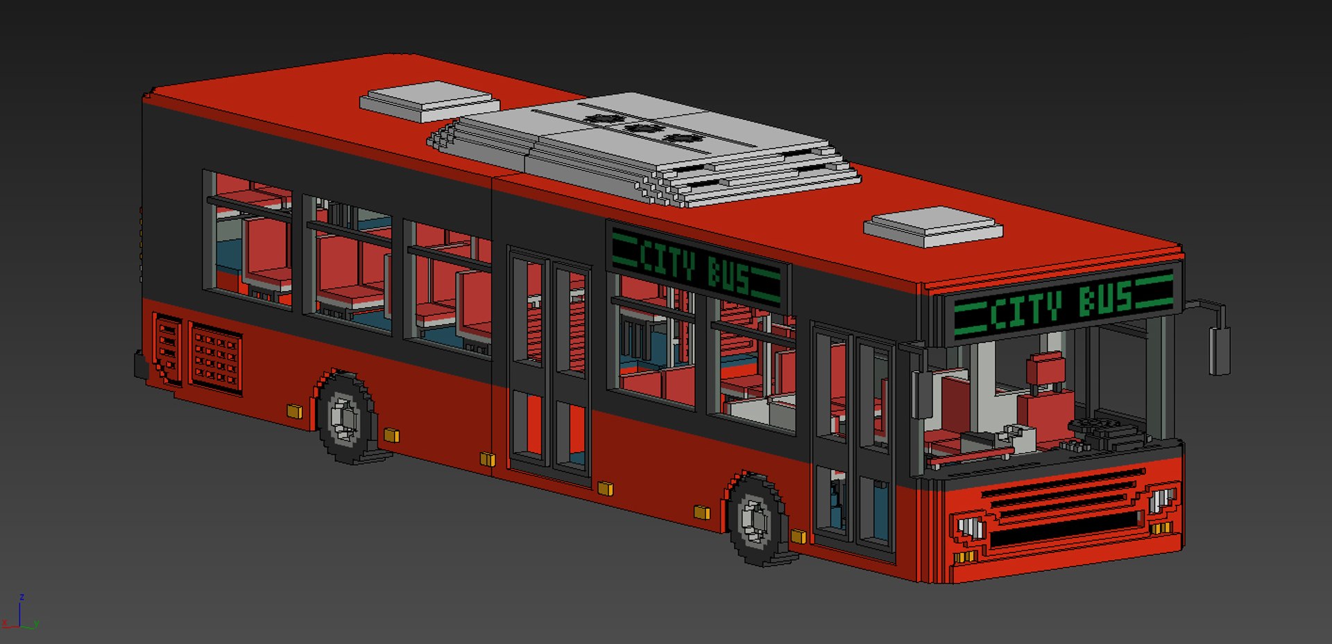 3D Voxel City Bus - TurboSquid 1401705
