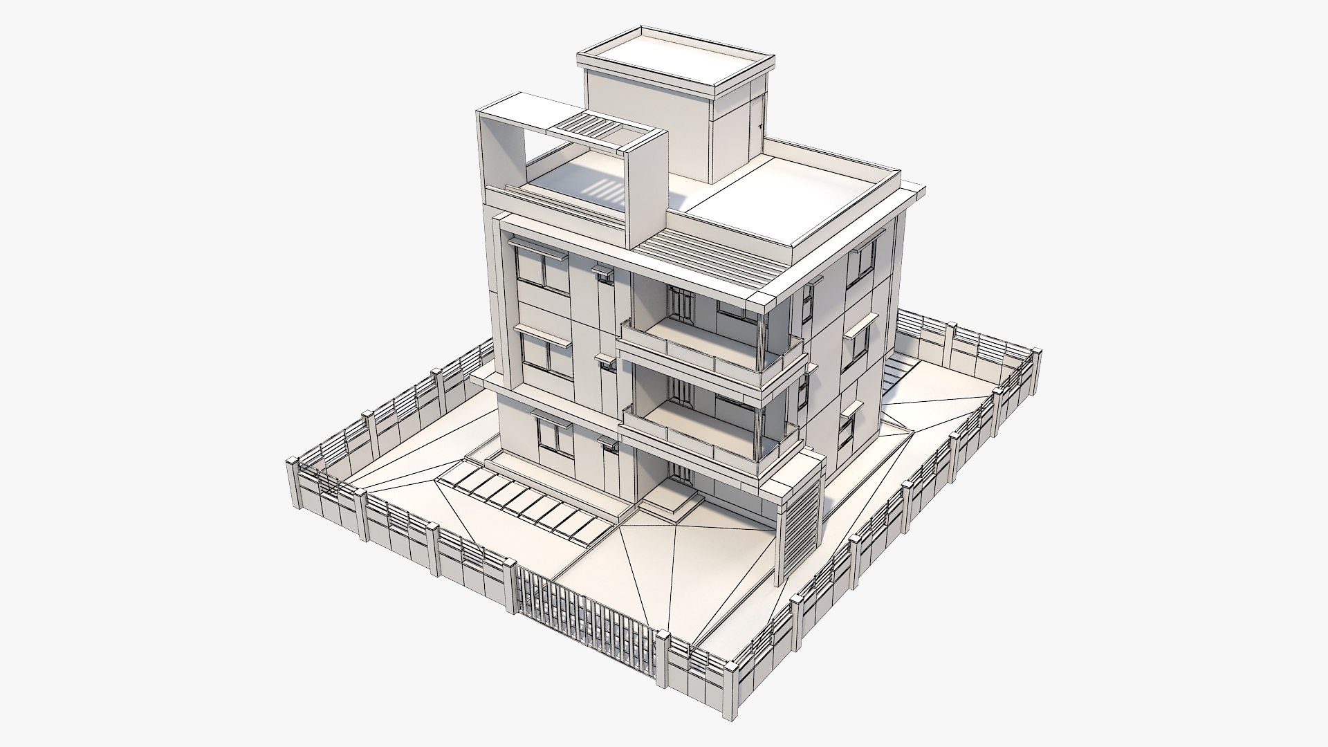 Three Storey House 3 3D Model - TurboSquid 2202276