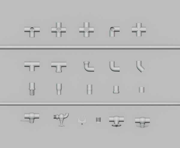 modelo 3d Juego de accesorios para tuberías de PVC modelo kitbash 3D ...