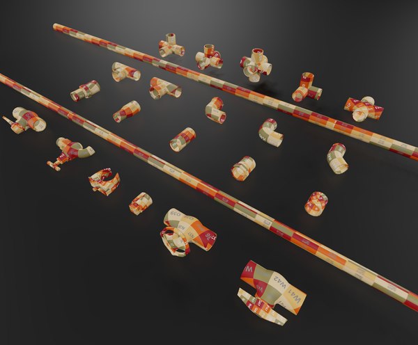 modelo 3d Juego de accesorios para tuberías de PVC modelo kitbash 3D ...