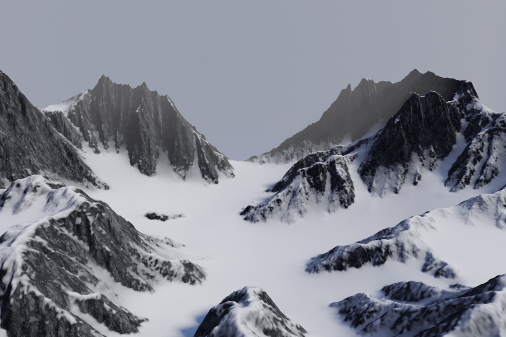 3D Model Snow Mountain Valley Terrain - TurboSquid 1614771