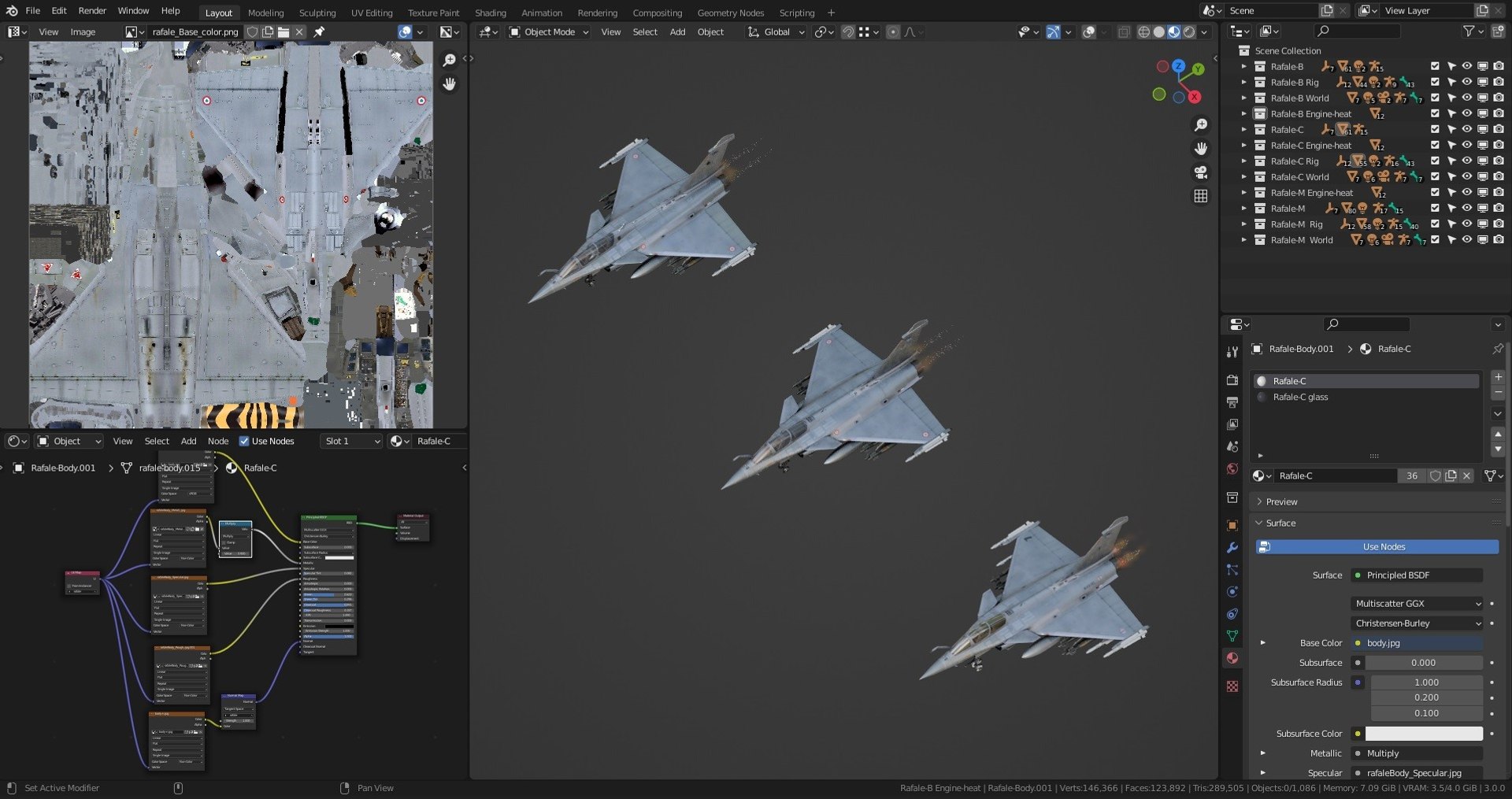 Dassault Rafale Collection Fully Textured and Rigged 3D model ...