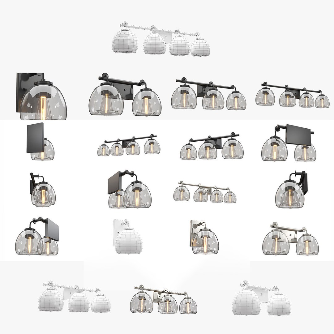 Caisson Bathroom Vanity Wall Light Pack 3D Model - TurboSquid 2292315