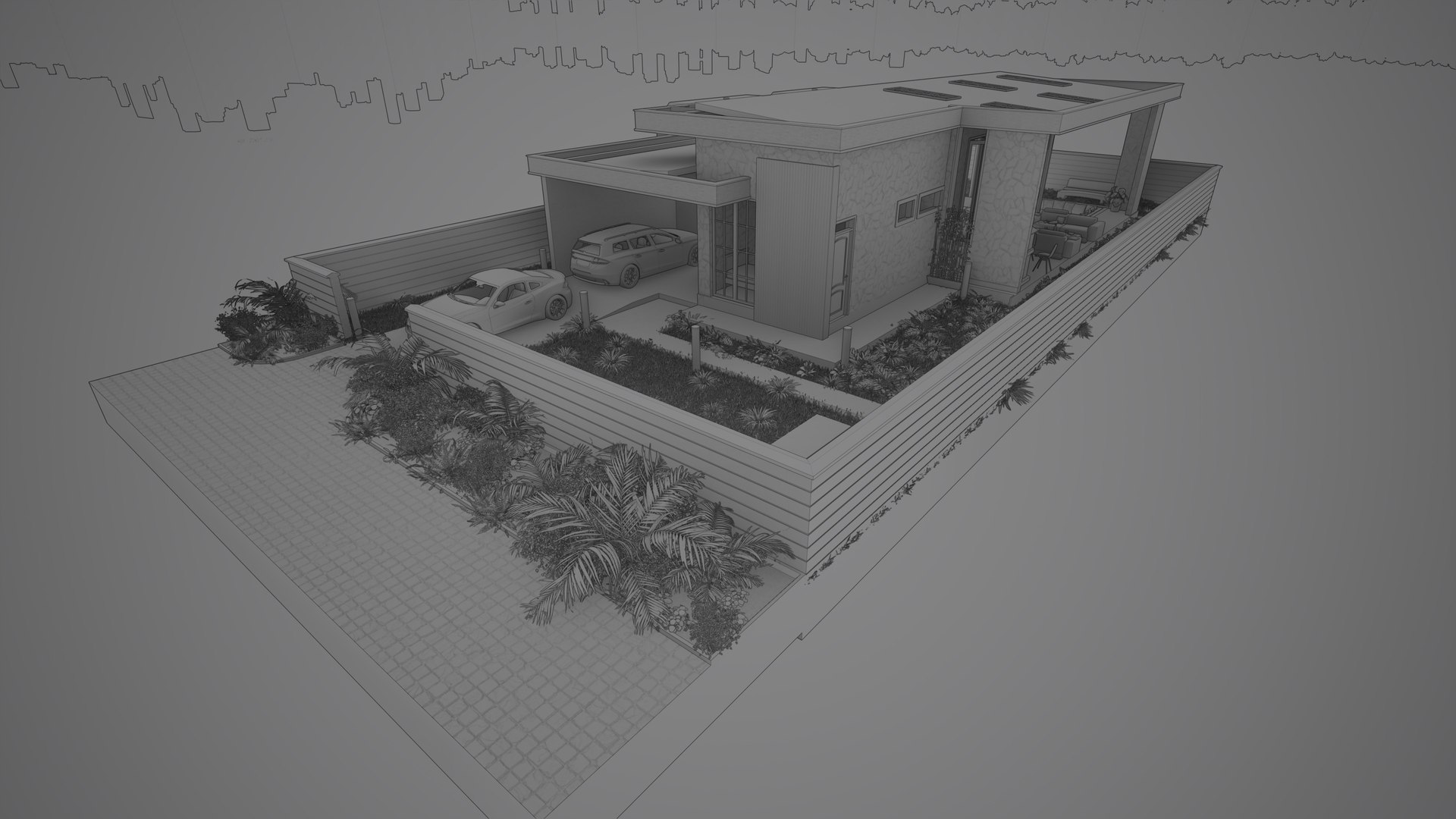 3D Model Flat Roof Bungalow - TurboSquid 2326547