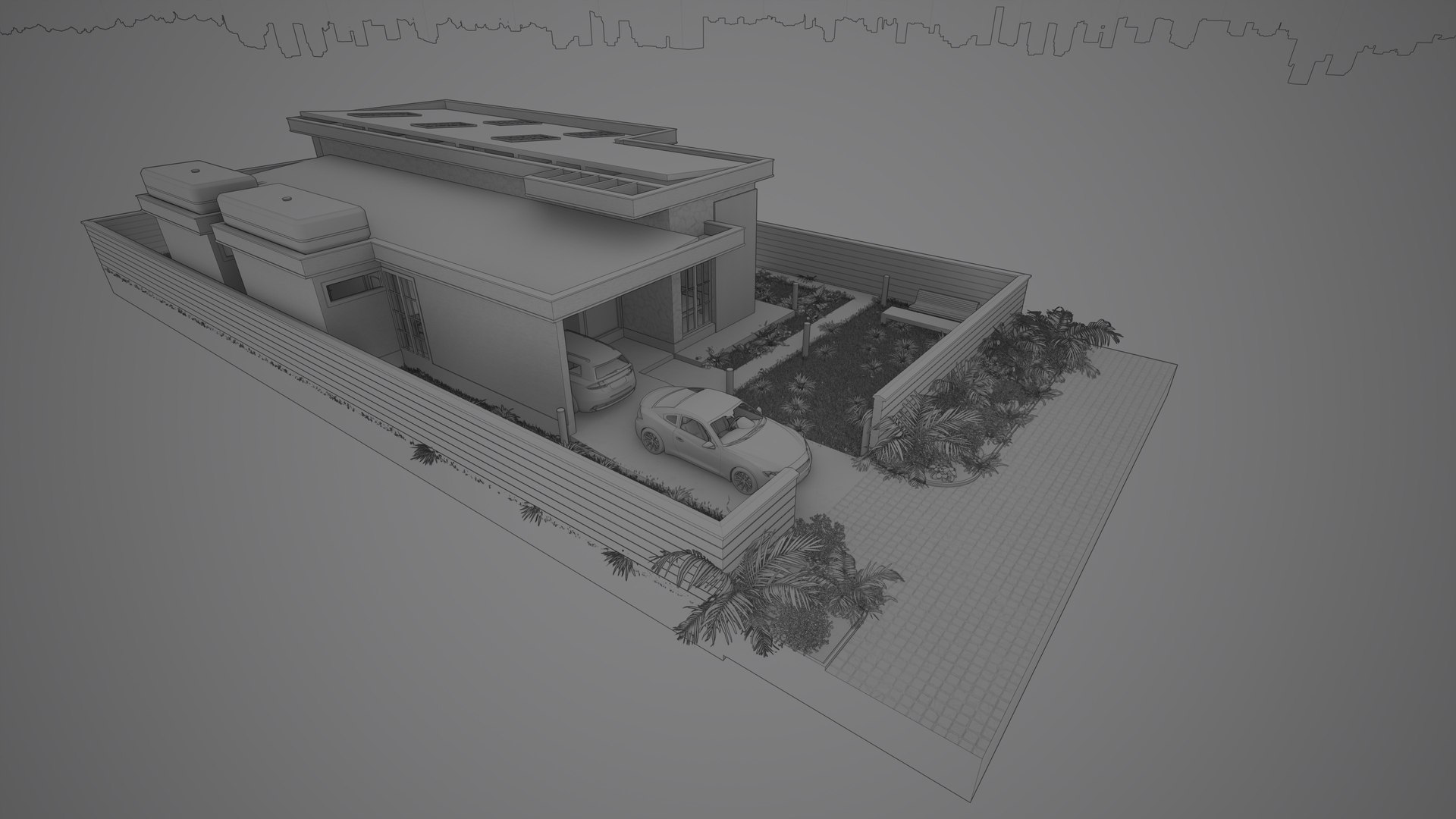 3D Model Flat Roof Bungalow - TurboSquid 2326547