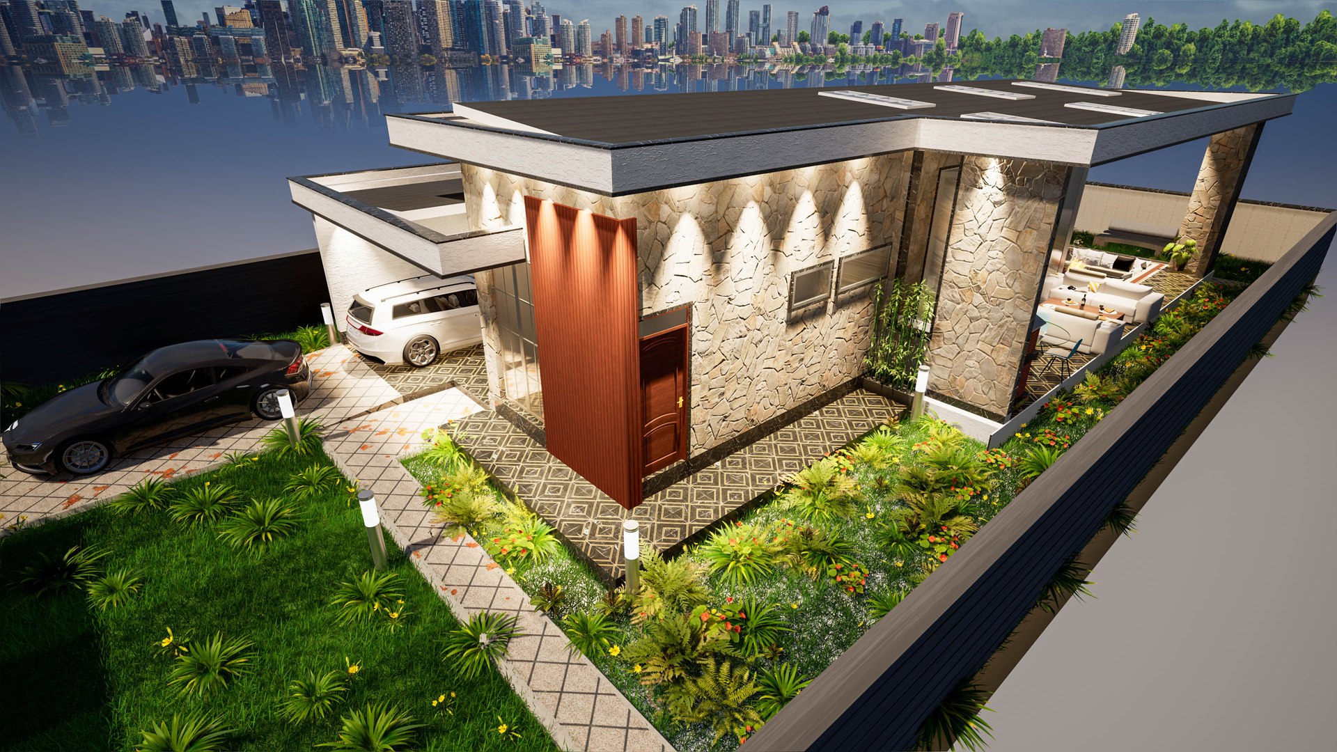 3D Model Flat Roof Bungalow - TurboSquid 2326547