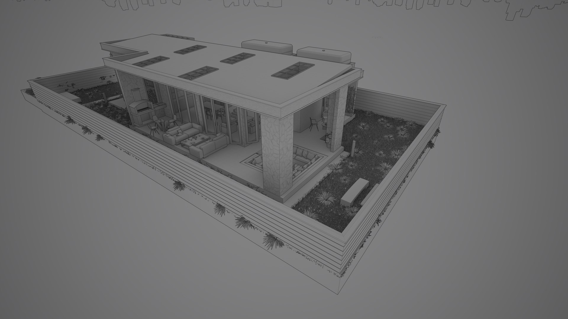 3D Model Flat Roof Bungalow - TurboSquid 2326547