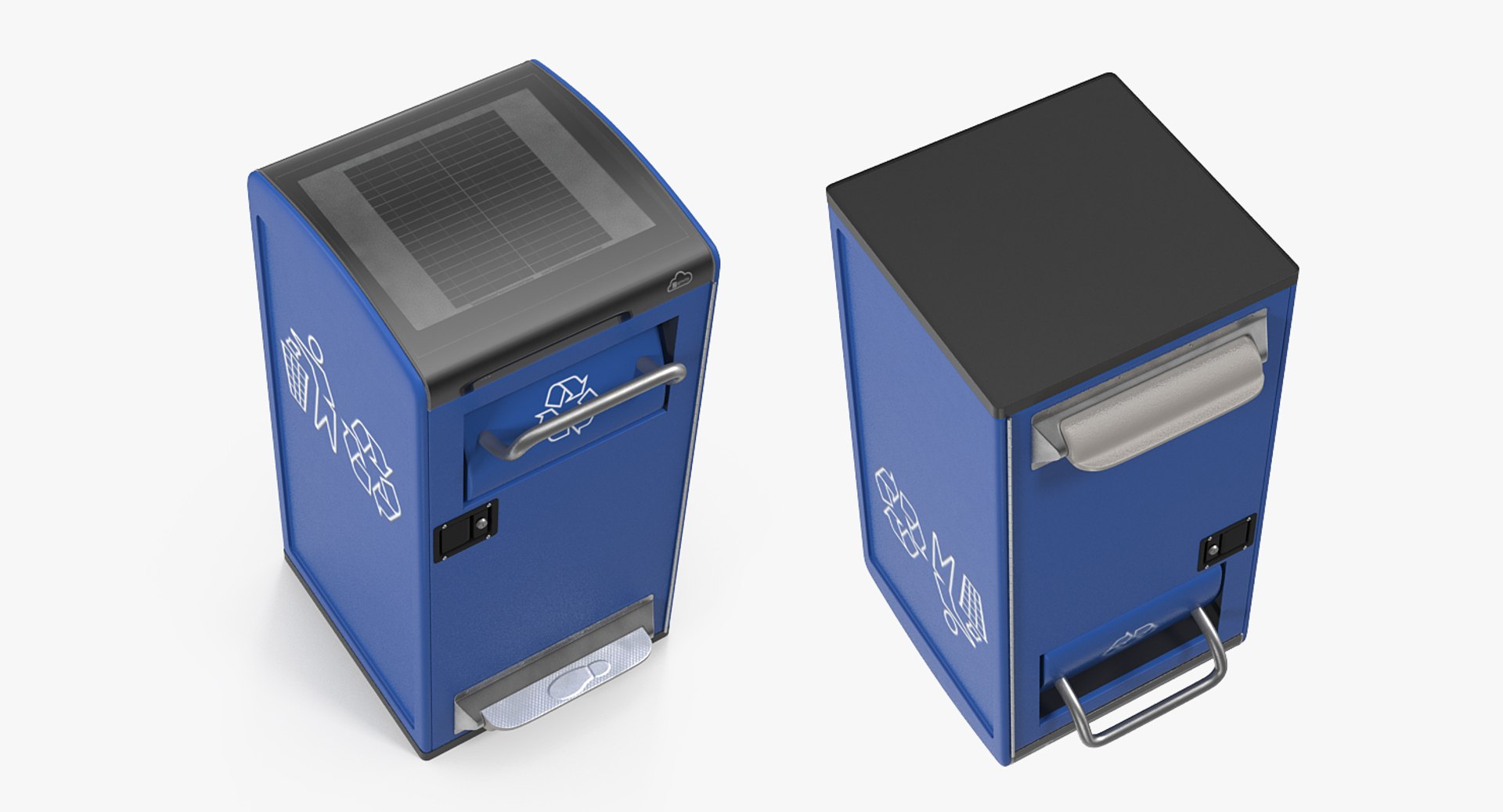3D Modern Solar Recycling Bin Model - TurboSquid 1329637
