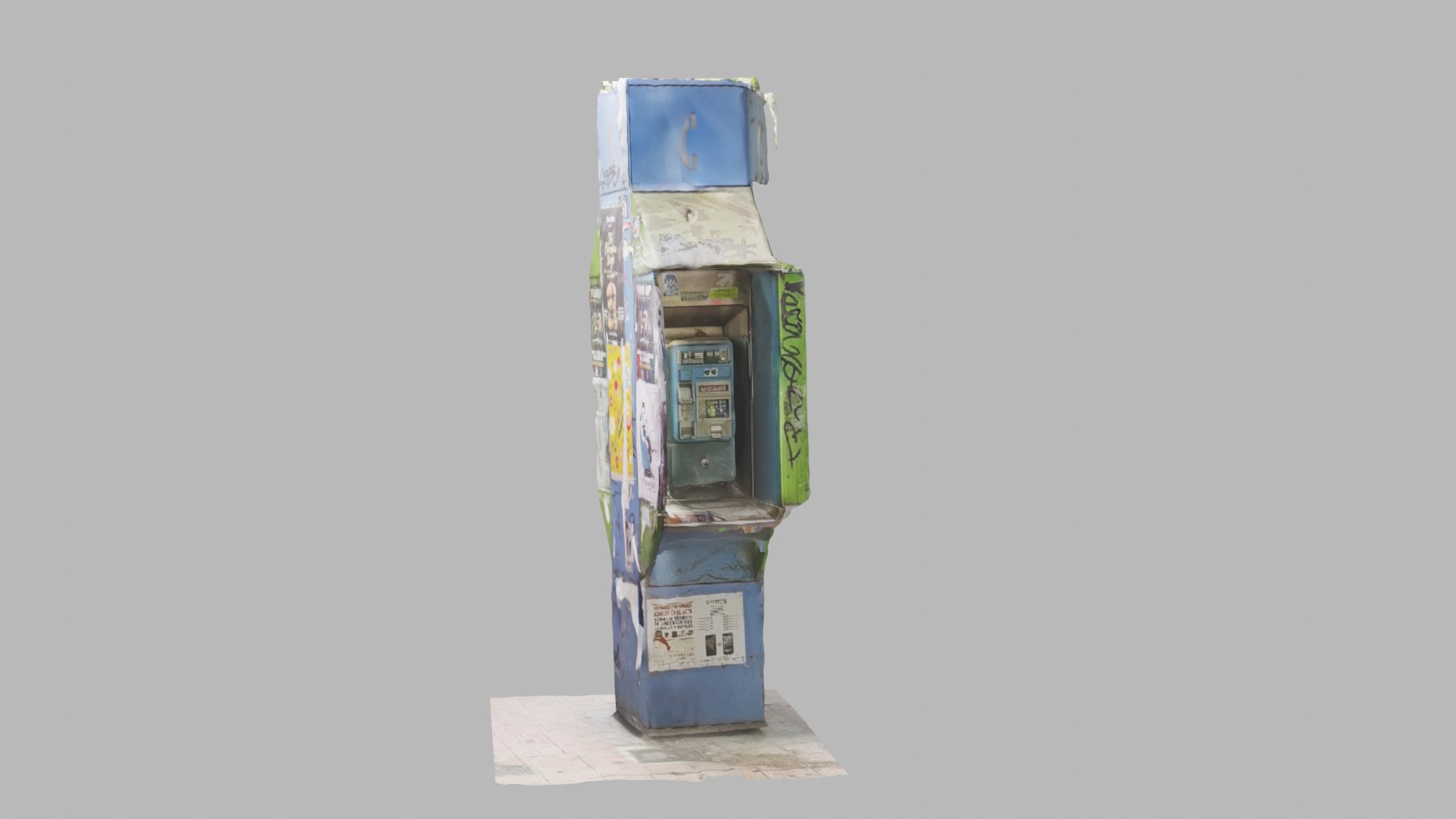 3D Retro Public Payphone Photoscan With Posters - TurboSquid 1919079