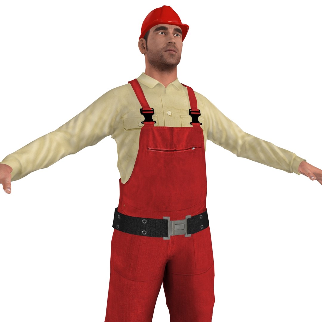 3d Rigged Worker Man Model