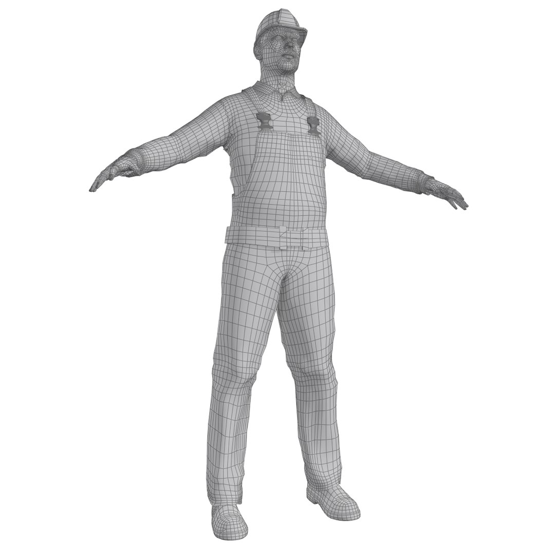 3d Rigged Worker Man Model