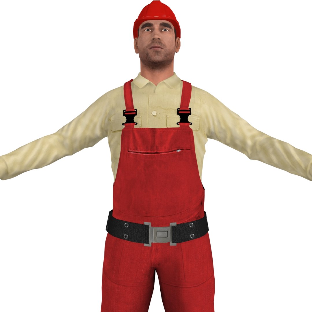 3d Rigged Worker Man Model