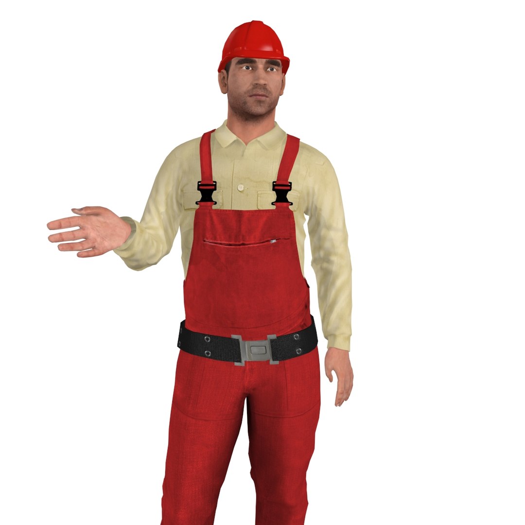 3d Rigged Worker Man Model
