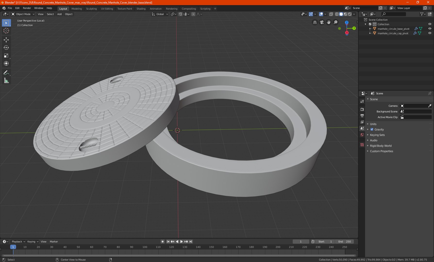 Round Concrete Manhole Cover 3D Model - TurboSquid 1988173