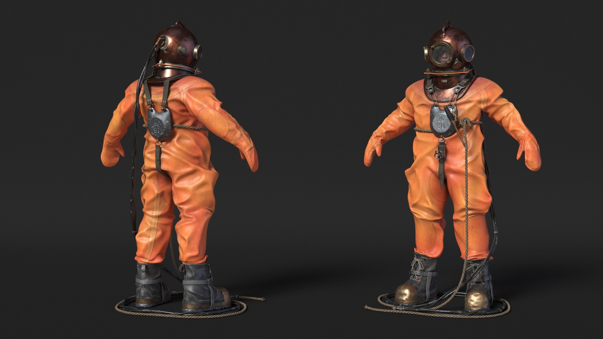 Old Rusty Diving Suit Model - TurboSquid 2315701