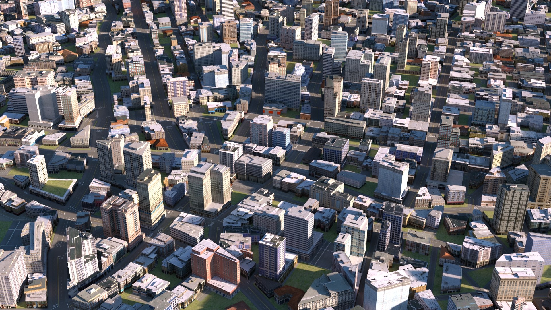 3D Town City Downtown Model - TurboSquid 1403575