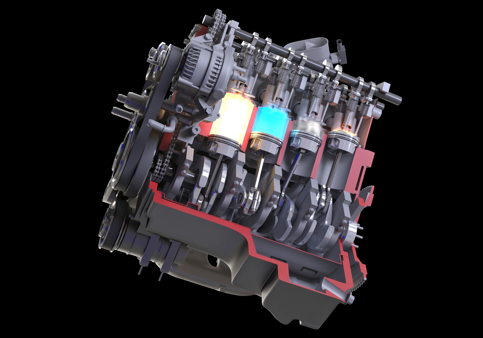 Cutaway v8 engine ignition 3D model - TurboSquid 1334278