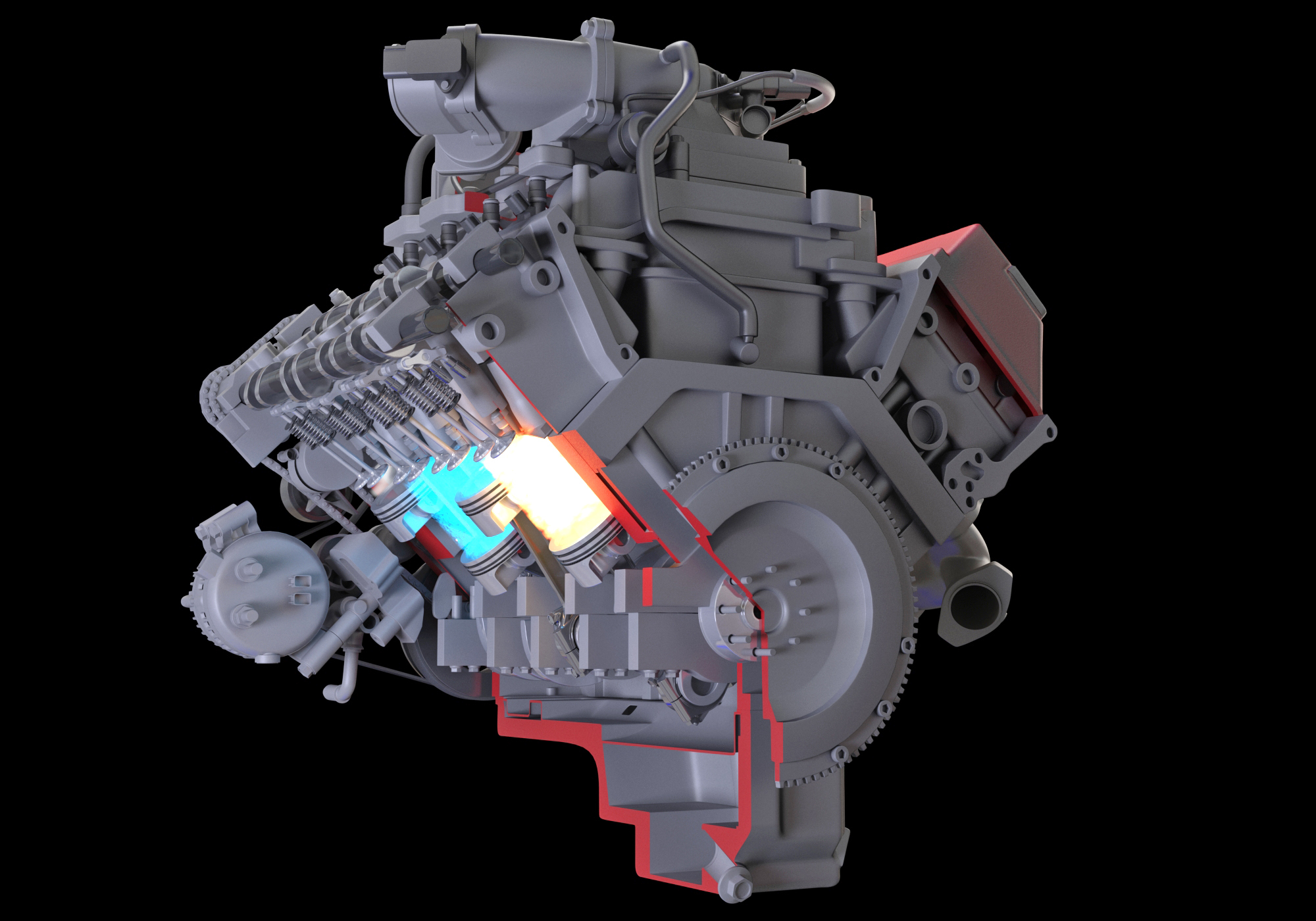 Cutaway v8 engine ignition 3D model - TurboSquid 1334278