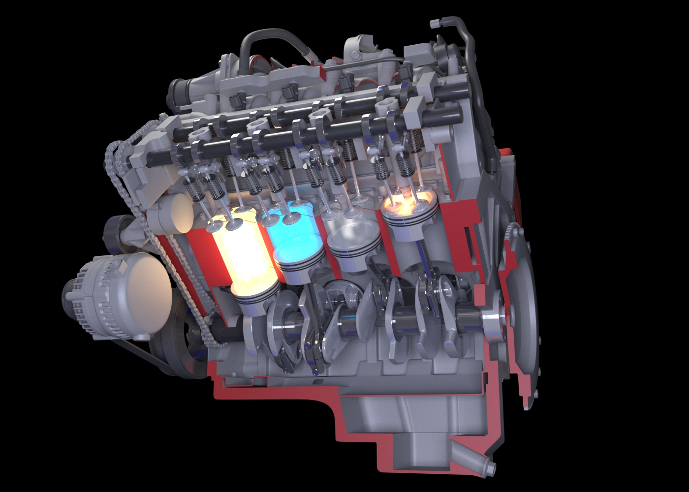 modelo 3d Corte de motor de animación V8 de encendido - TurboSquid 1334278