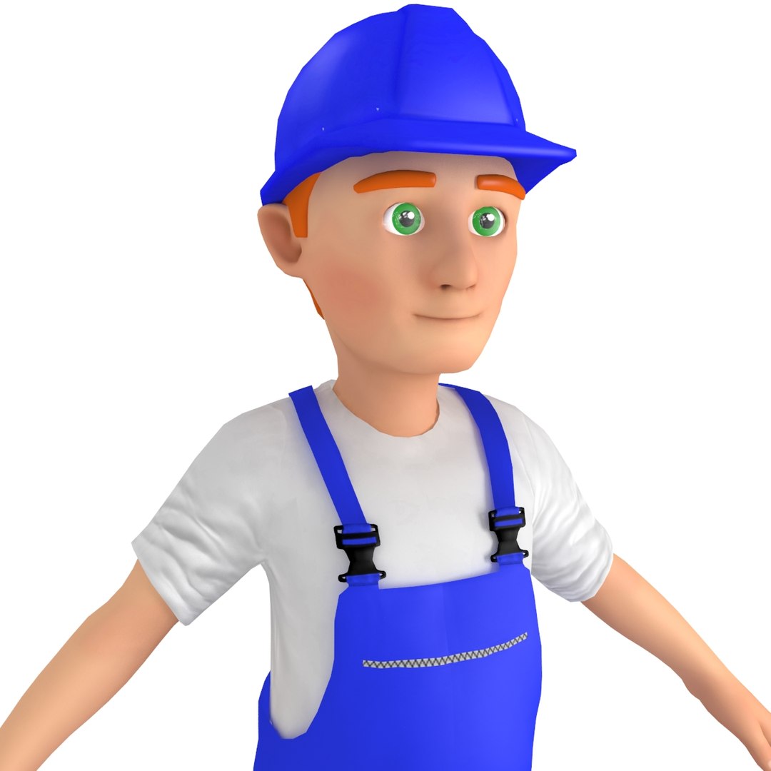 Cartoon worker man 2 model - TurboSquid 1339436