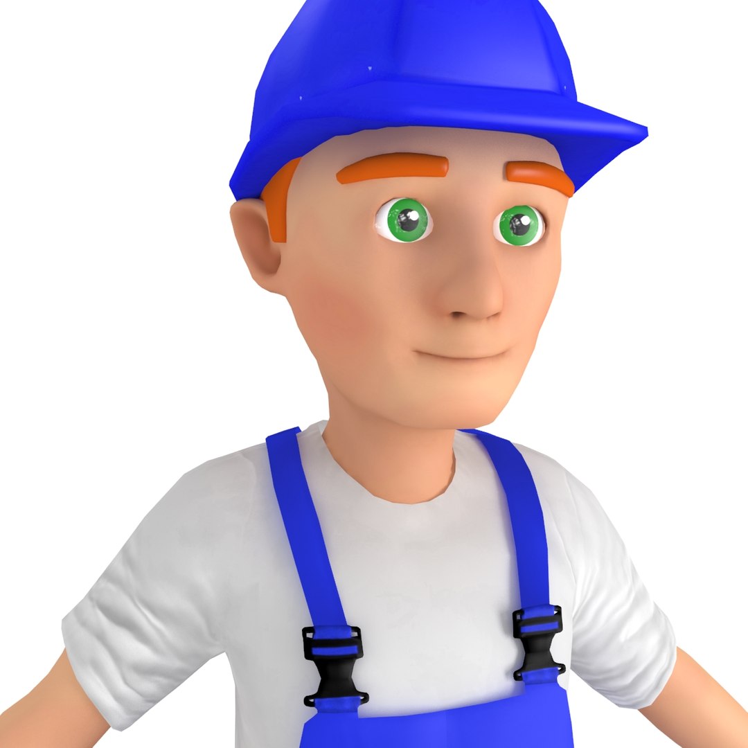 Cartoon worker man 2 model - TurboSquid 1339436