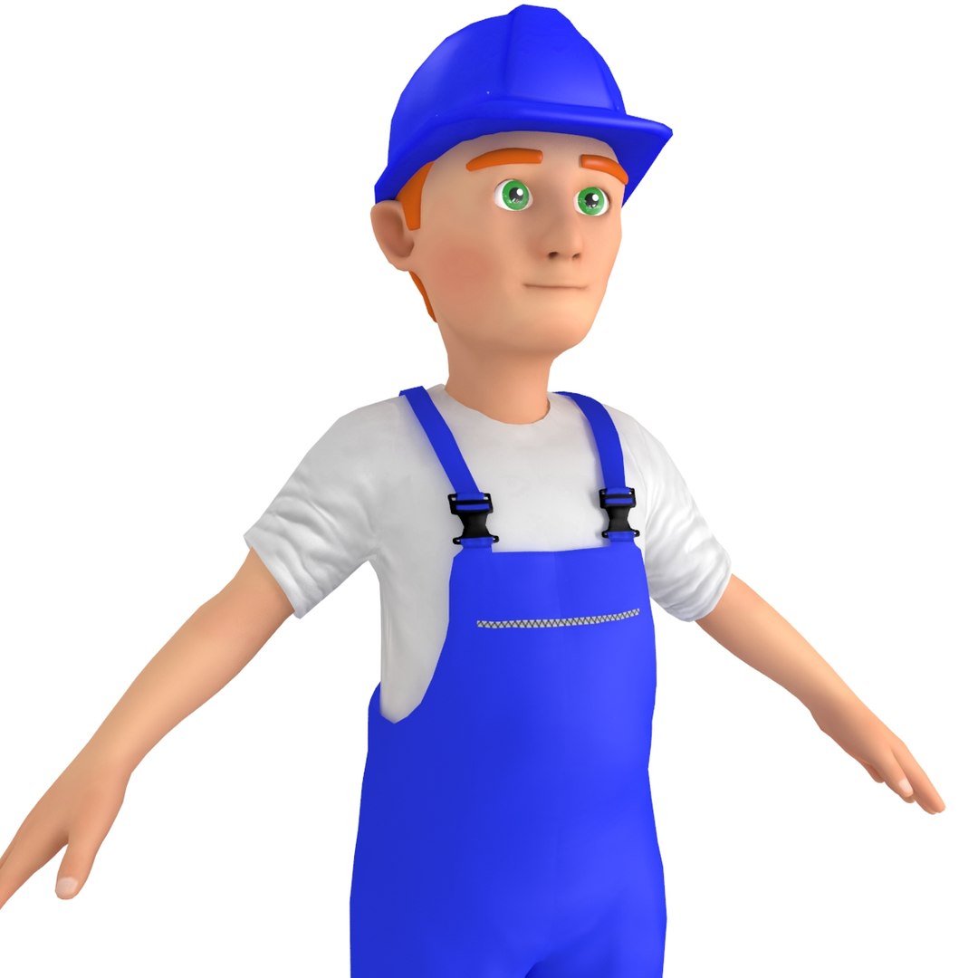Cartoon worker man 2 model - TurboSquid 1339436