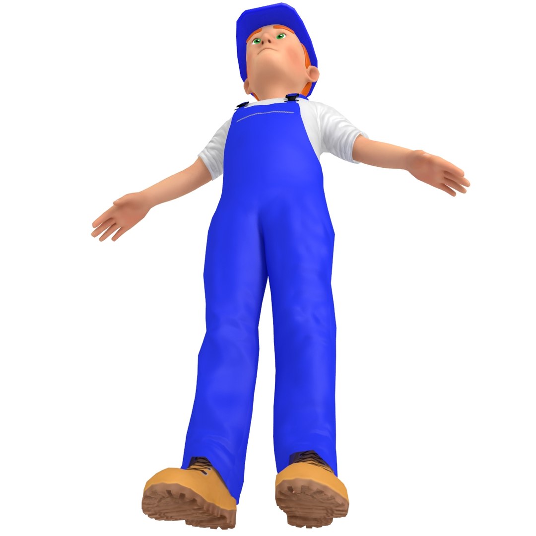 Cartoon worker man 2 model - TurboSquid 1339436