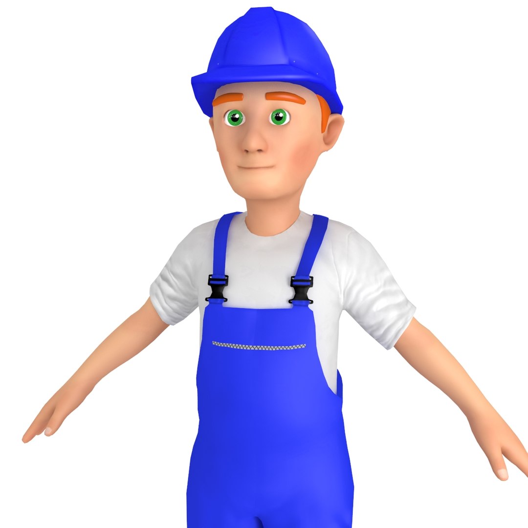 Cartoon worker man 2 model - TurboSquid 1339436