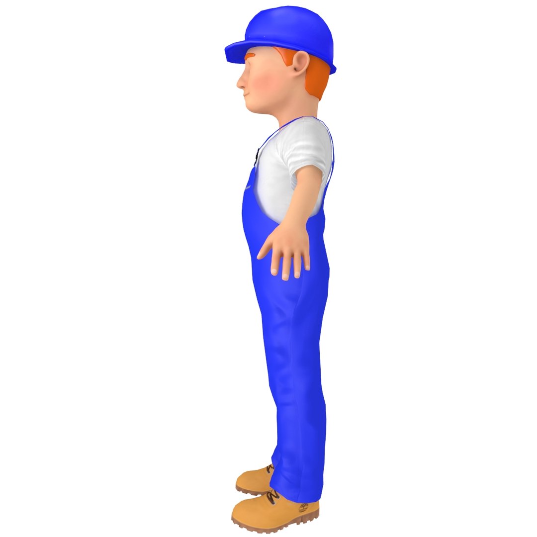 Cartoon worker man 2 model - TurboSquid 1339436