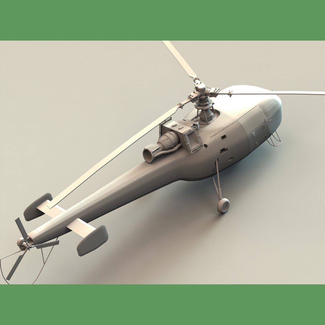 3d model alouette iii helicopter aerospatiale