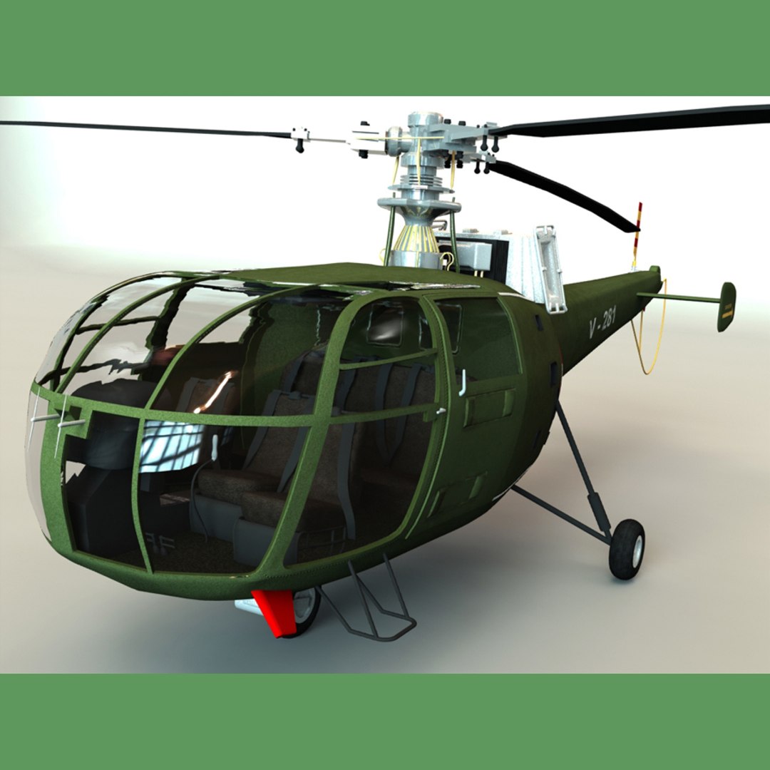 3d model alouette iii helicopter aerospatiale