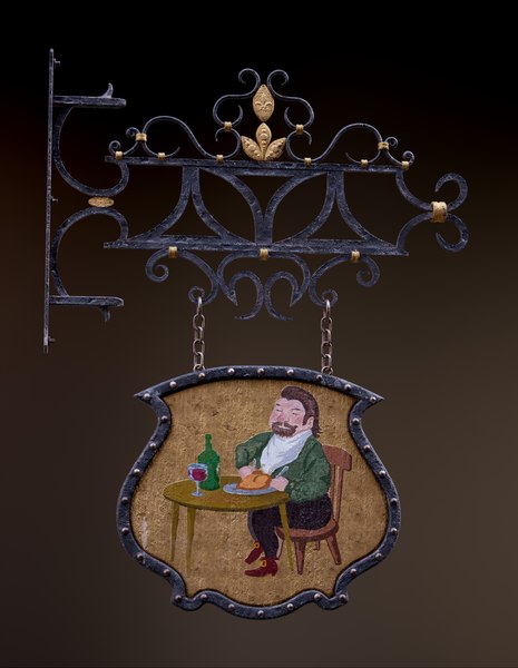 3D Old Tavern Street Sign 4K and 8K model - TurboSquid 1818143