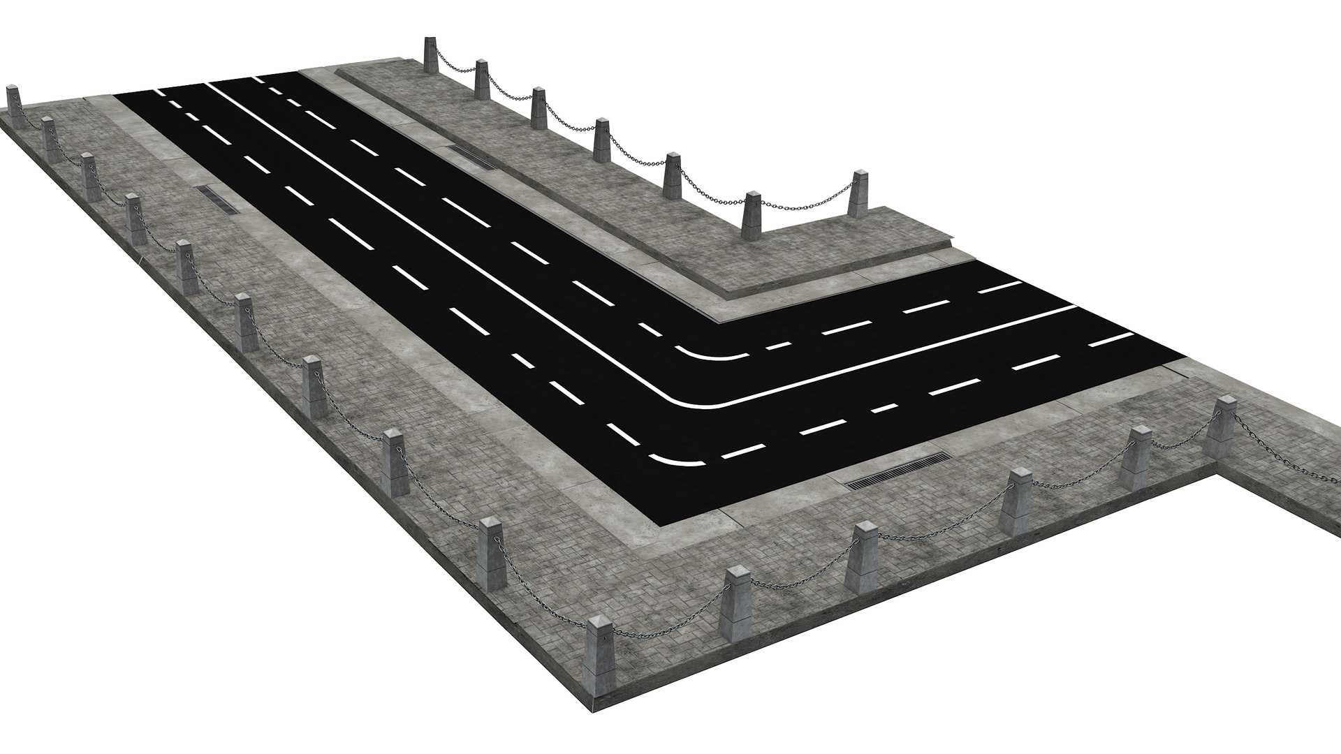 3D Pavement Road Set - TurboSquid 1746875