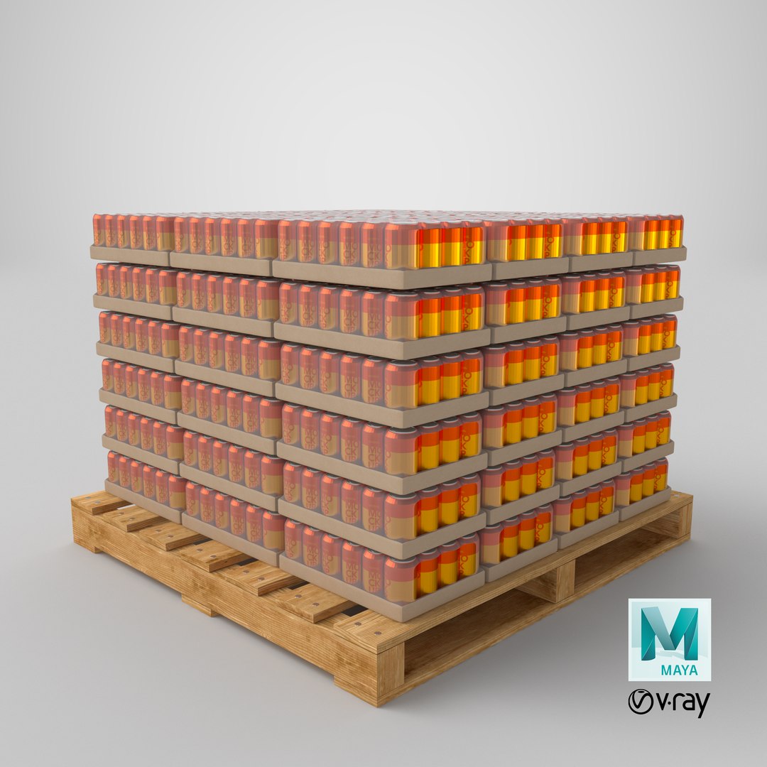 Wooden Pallet With Orange Soda Cans Model - TurboSquid 2102962