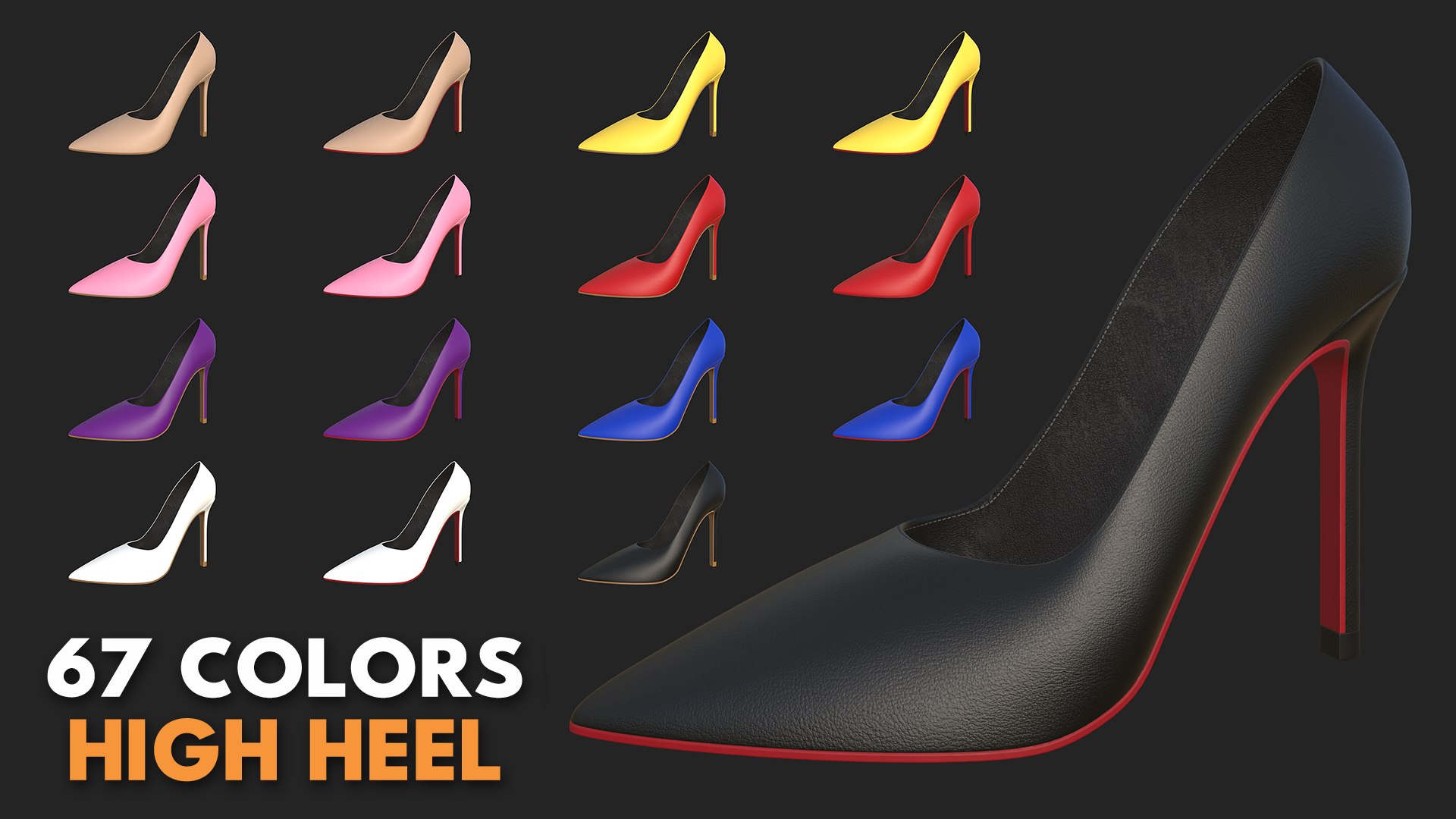 67 Colors High Heel 3D - TurboSquid 2344966