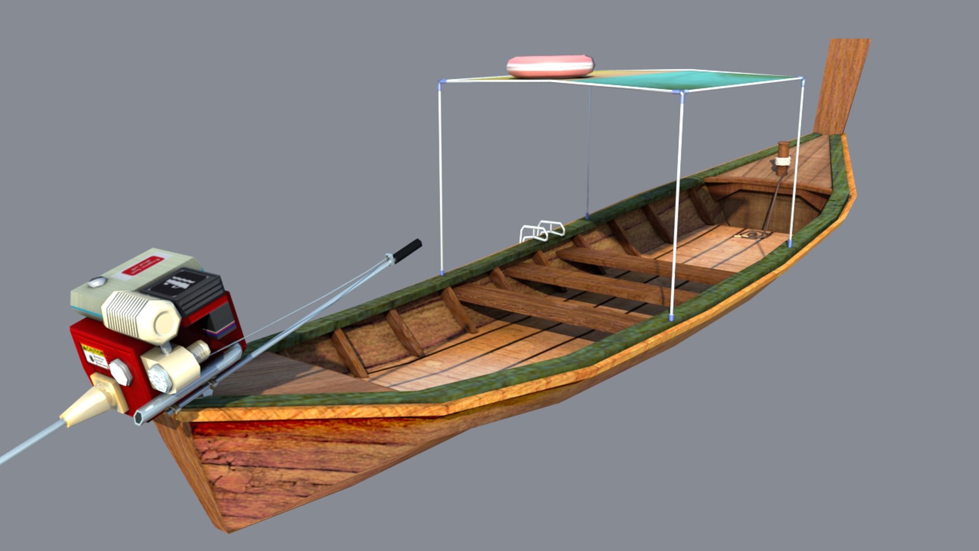 Authentic Long-tail Boat Engine 3d Ma