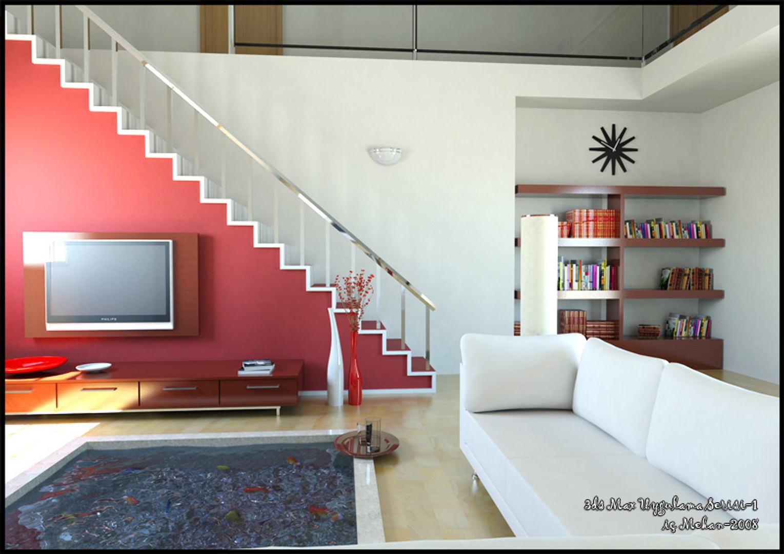 3d Model Of Interior Scene Daylight Setup