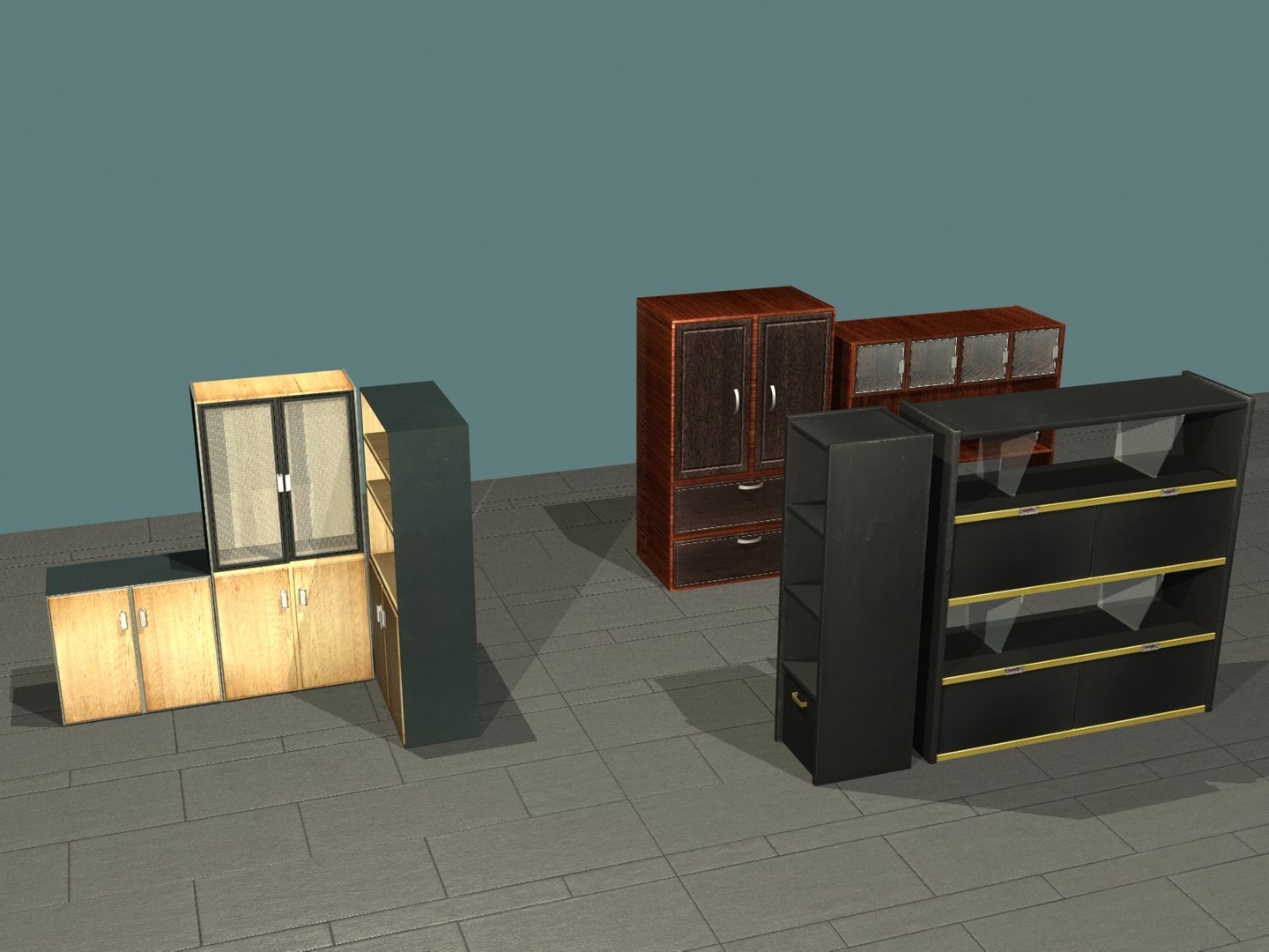 3d Model Office Shelves