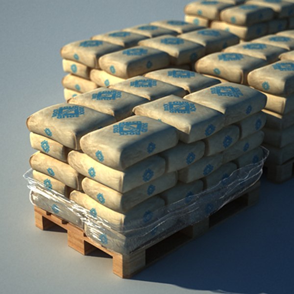 3d model pallet cement bags