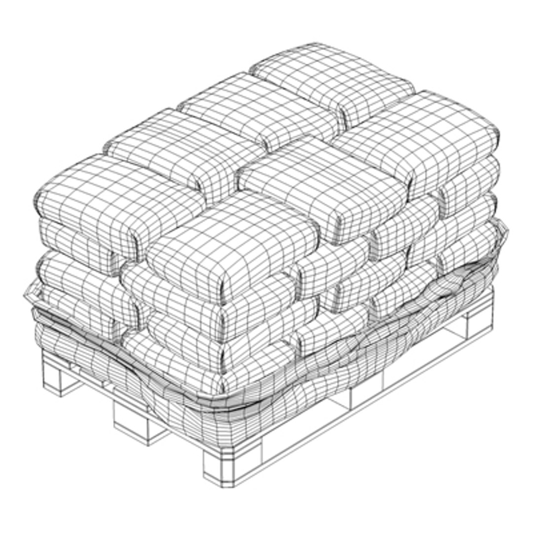 3d Model Pallet Cement Bags
