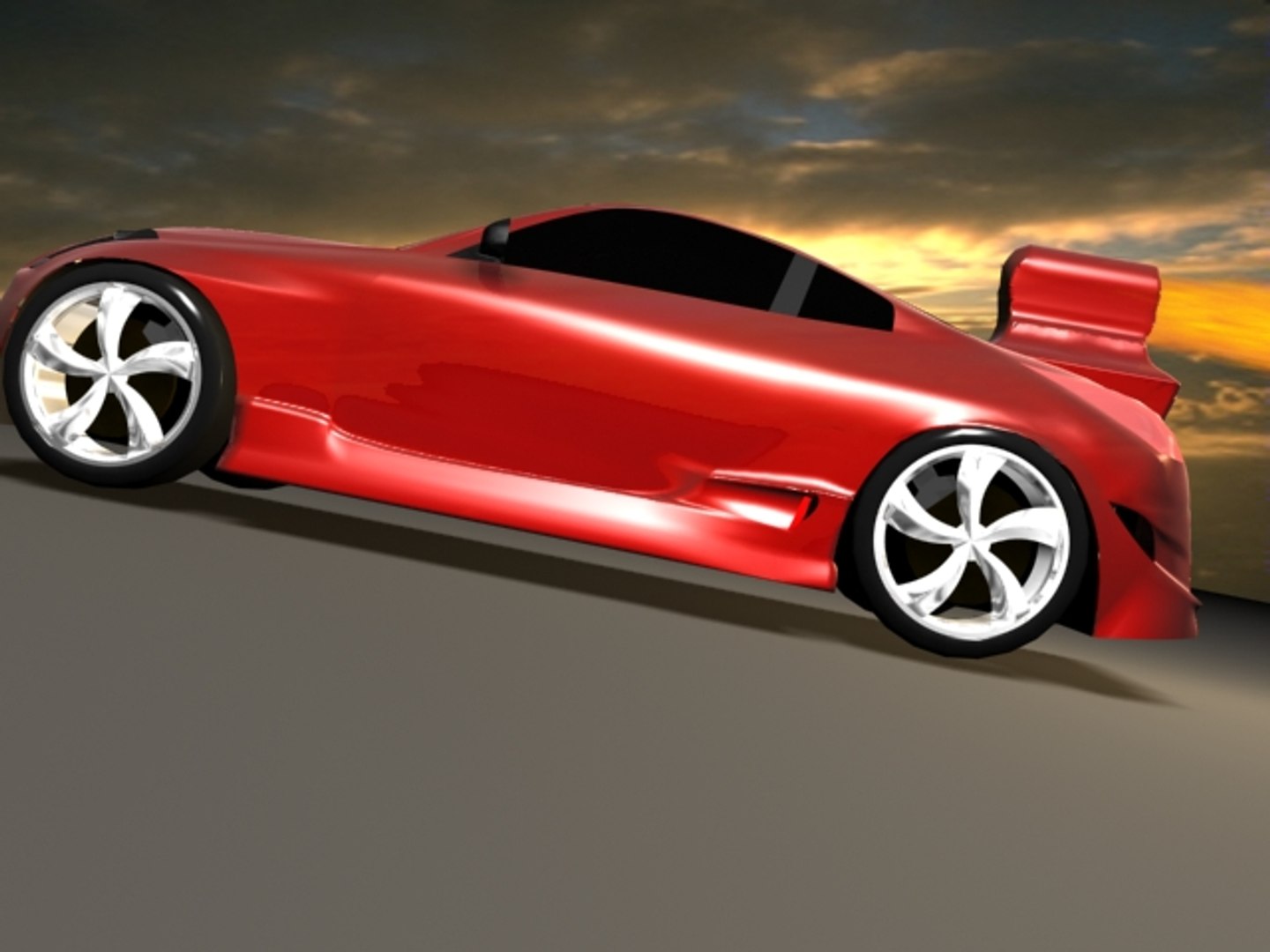 3d Model Cool Rocket Car Flames