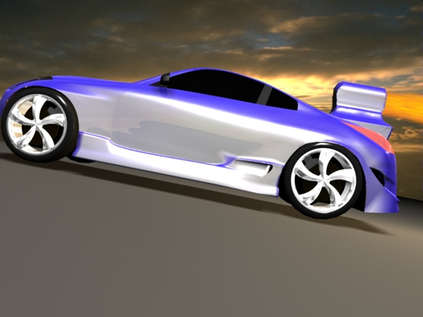 3d Model Cool Rocket Car Flames
