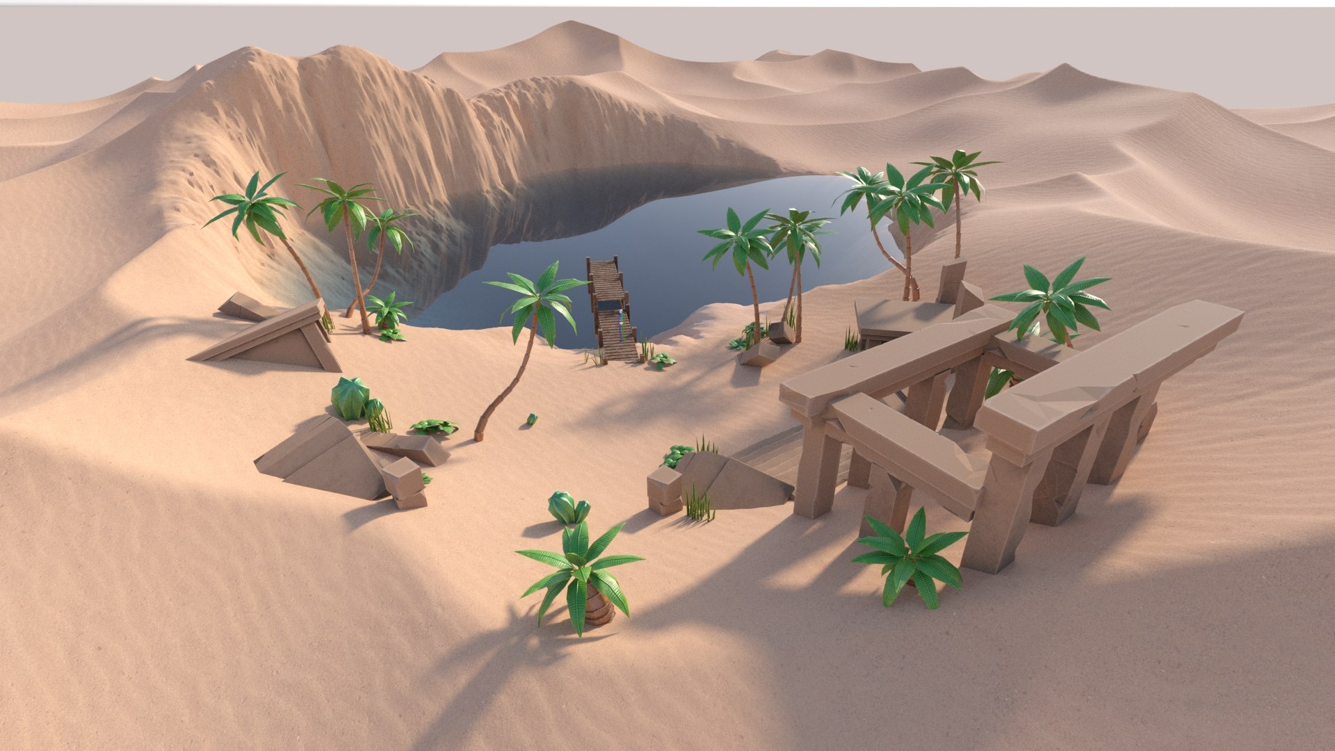 An Oasis in the Desert 3D model - TurboSquid 1909184