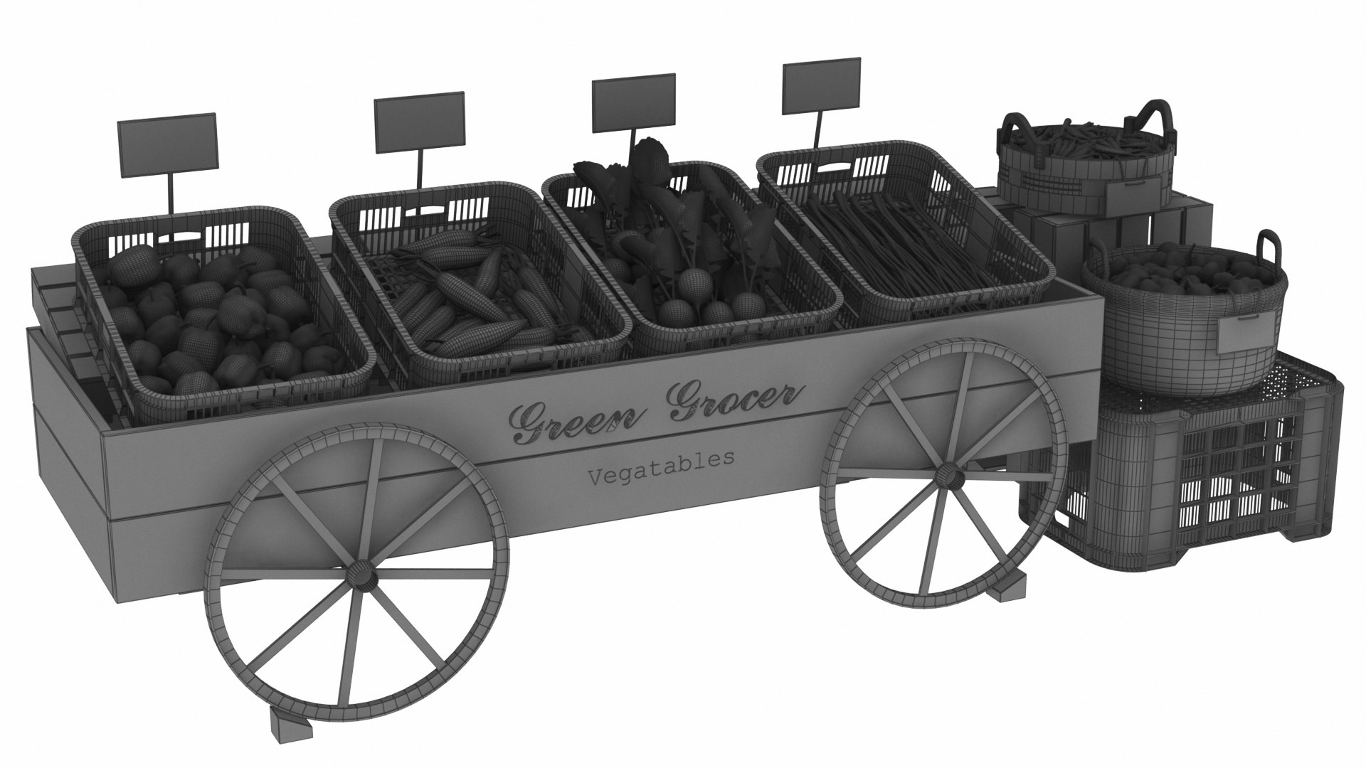 Green grocer food stand 3D - TurboSquid 1559433